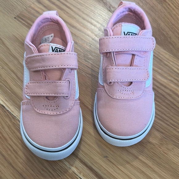 Vans | Shoes | Vans Pink Canvas Sneakers With Velcro Straps | Poshmark
